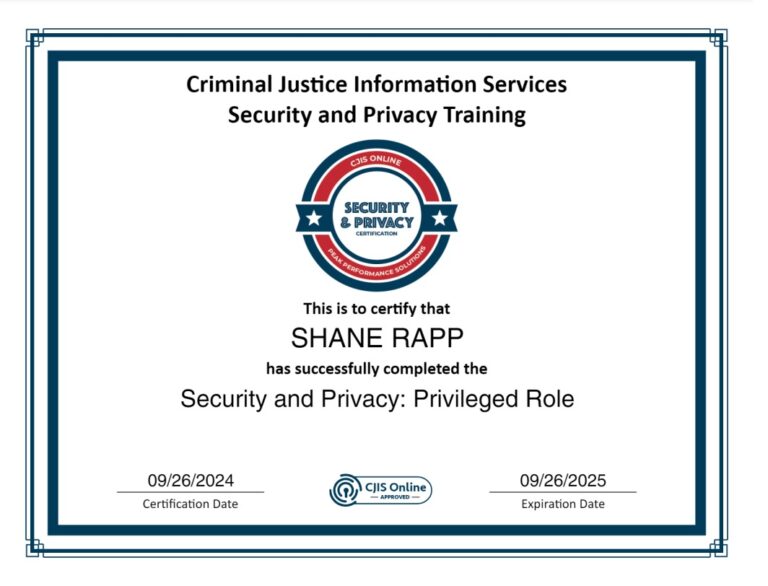 Criminal Justice Information Services (CJIS) certification - Peacemaker ...
